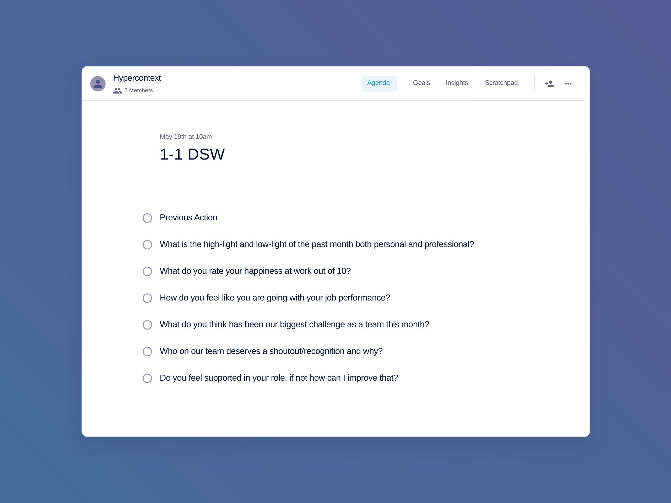 1-1 dsw template (7 topics and ideas) | Spinach