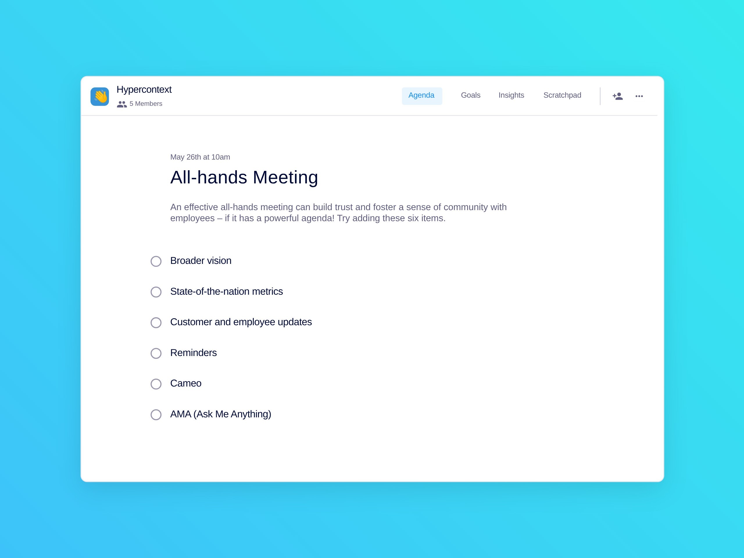 All-hands meeting template (6 topics and ideas) | Spinach