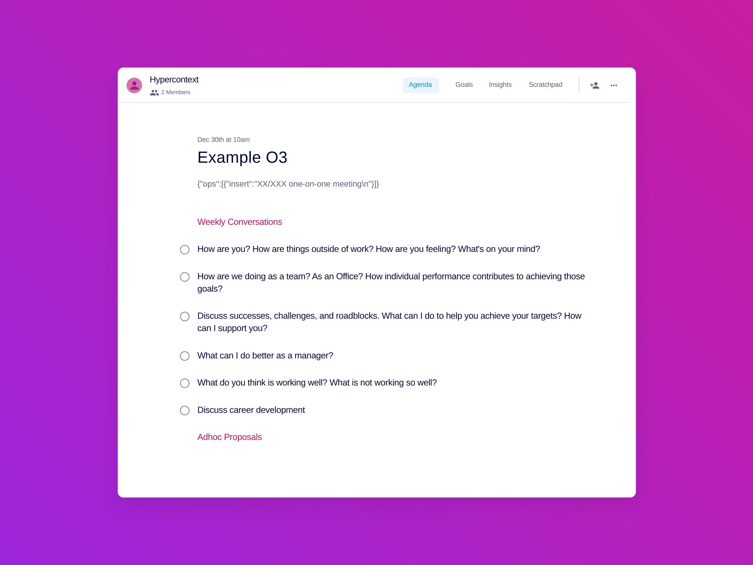 Example o3 template (6 topics and ideas) | Spinach
