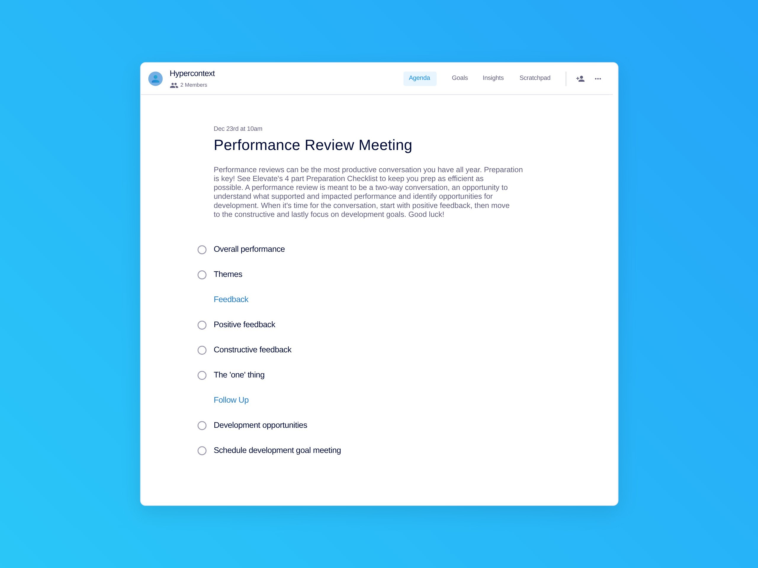 Performance review meeting template (7 topics and ideas) | Spinach