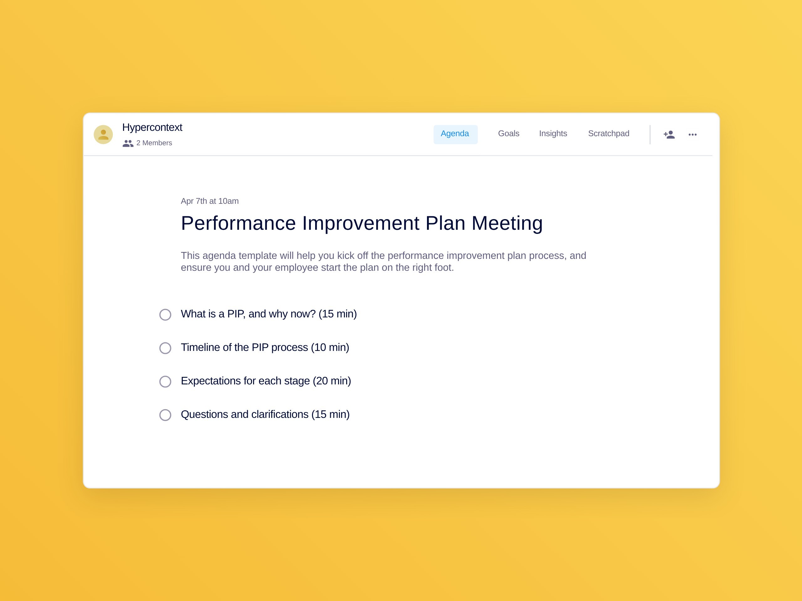 Performance improvement plan meeting template (4 topics and ideas ...