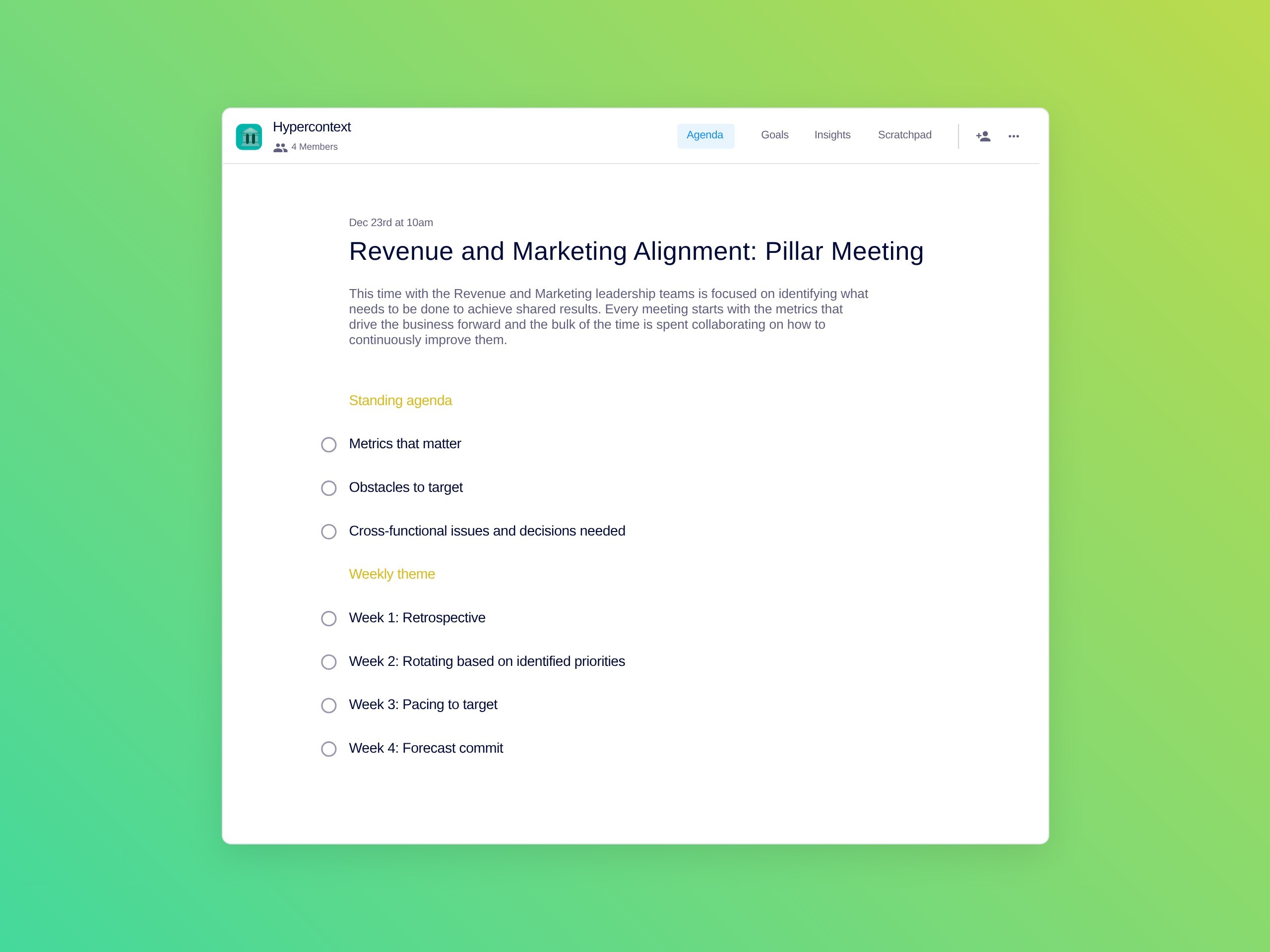 Revenue and marketing alignment: pillar meeting template (7 topics and ...