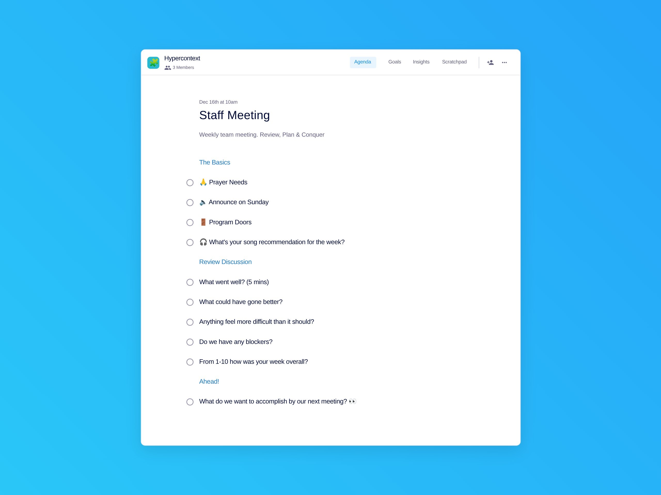 Staff meeting template (10 topics and ideas) | Spinach