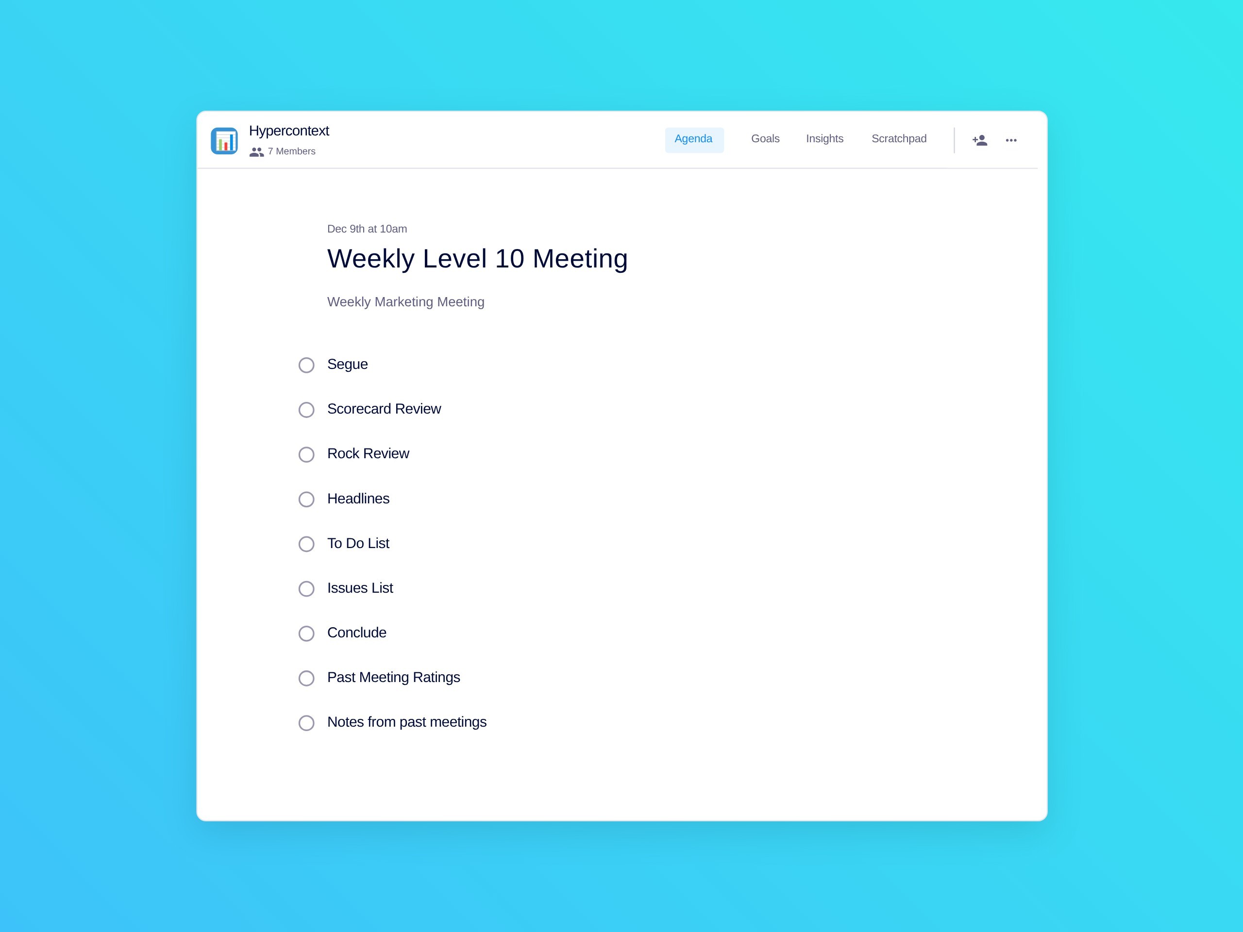 Weekly level 10 meeting template (9 topics and ideas) | Spinach